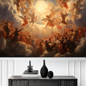 Rise of Angels Wallpaper, Renaissance Style Artistic Mural Decor, Peel ...