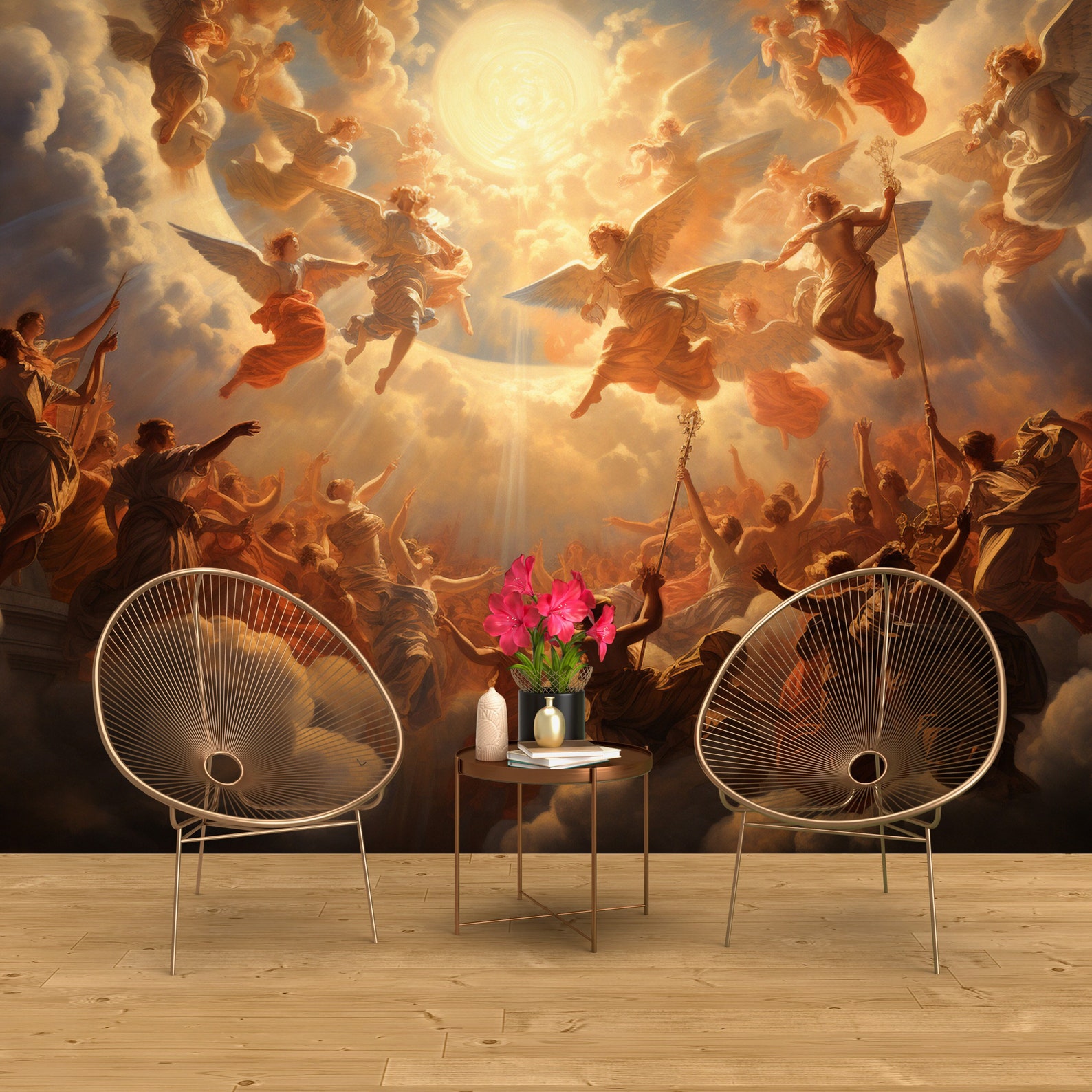 Rise of Angels Wallpaper, Renaissance Style Artistic Mural Decor, Peel ...