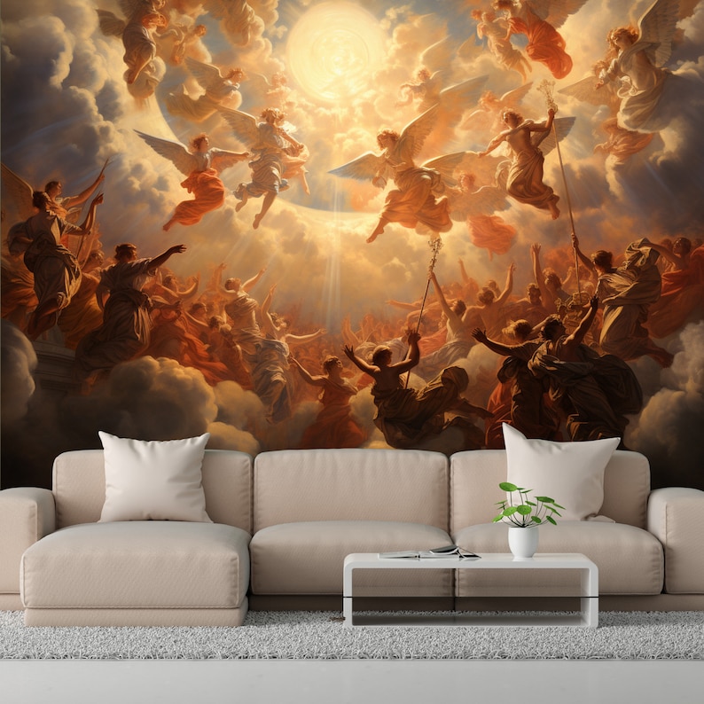 Rise of Angels Wallpaper, Renaissance Style Artistic Mural Decor, Peel ...
