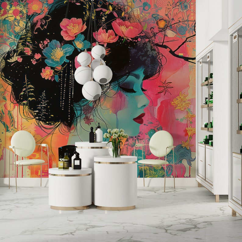 Female Beauty Salon Wallpaper, Wall Mural for Hairdresser, Beauty ...