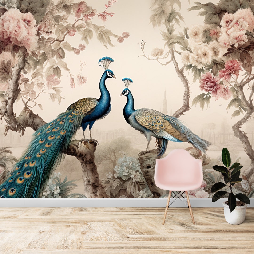 Peacock Wallpaper for Livingroom, Bedroom and Office Wall, Removable ...