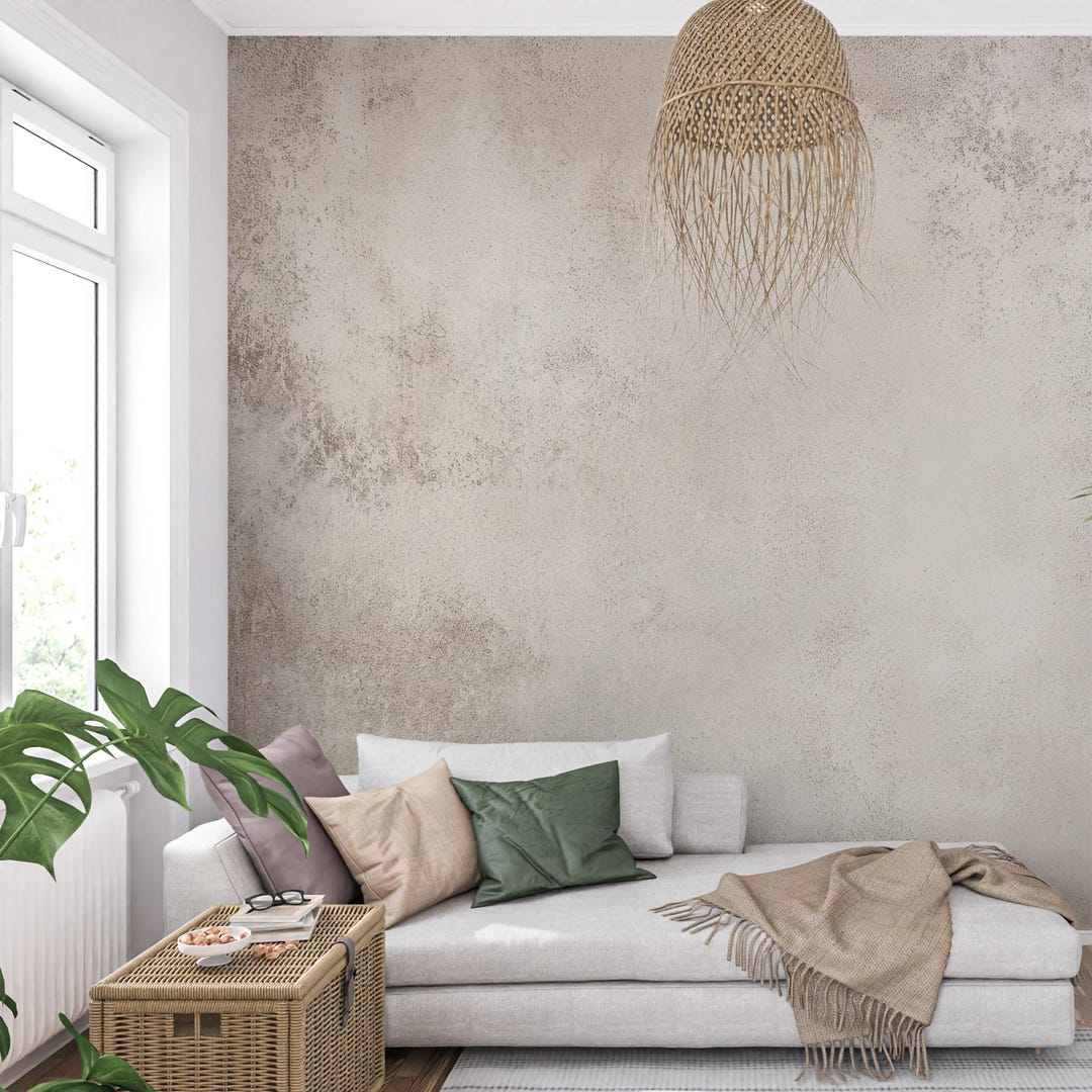 Venetian Plaster Texture Wallpaper, Sand Beige Concrete Wall Mural ...