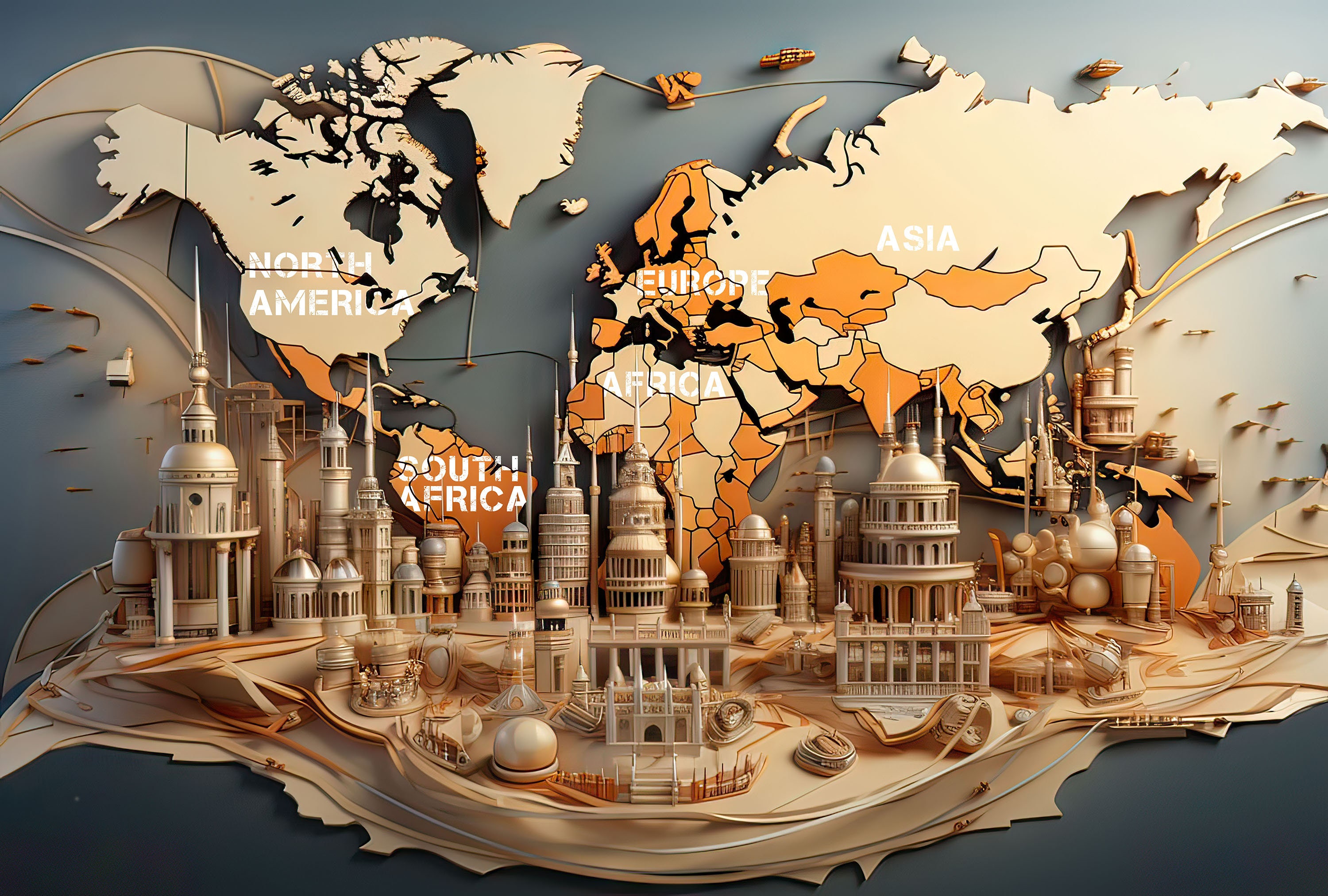 3D World Map Wallpaper Continents Map Wall Decor Peel and - Etsy