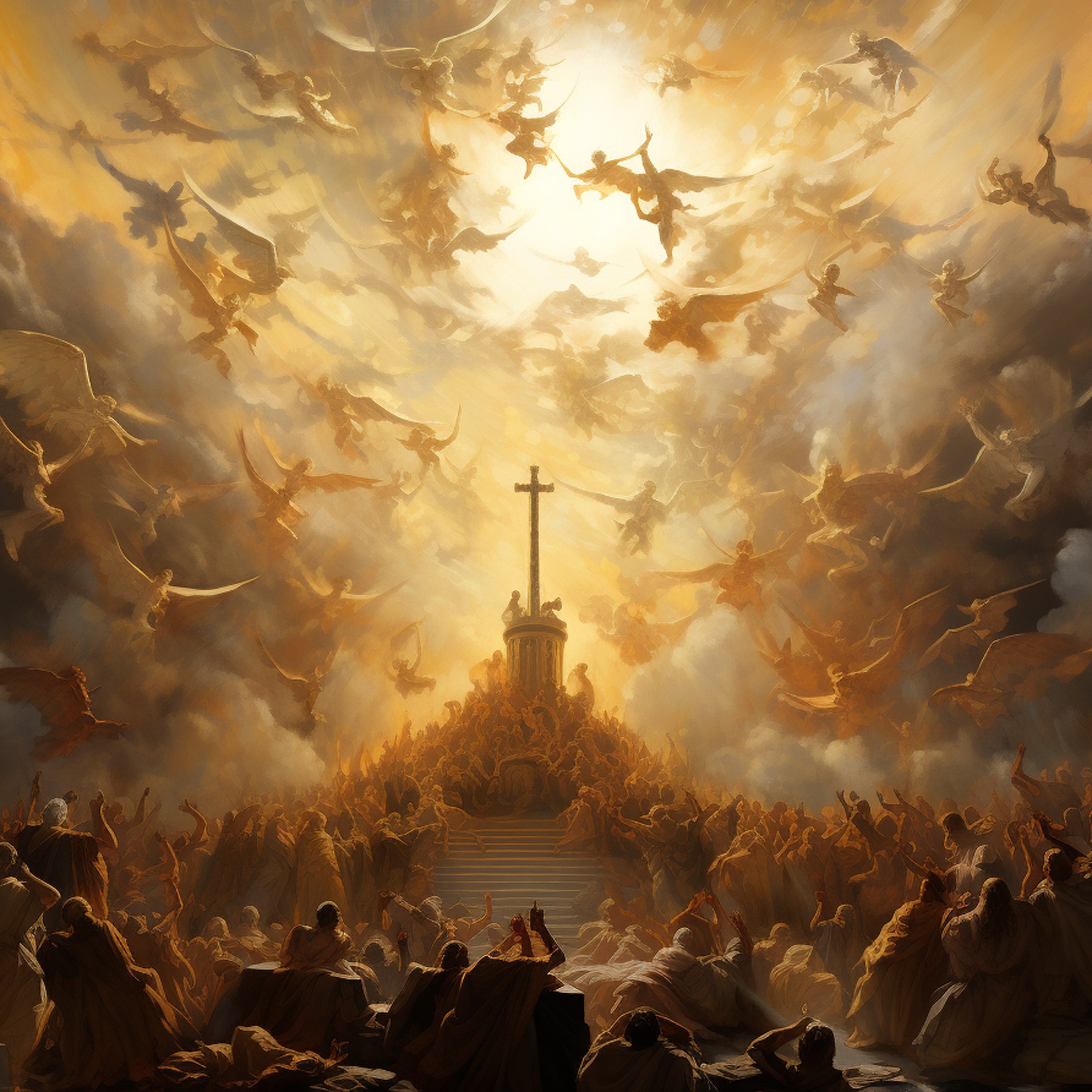 Renaissance Painting Wallpaper People Around the Sign of the Cross ...