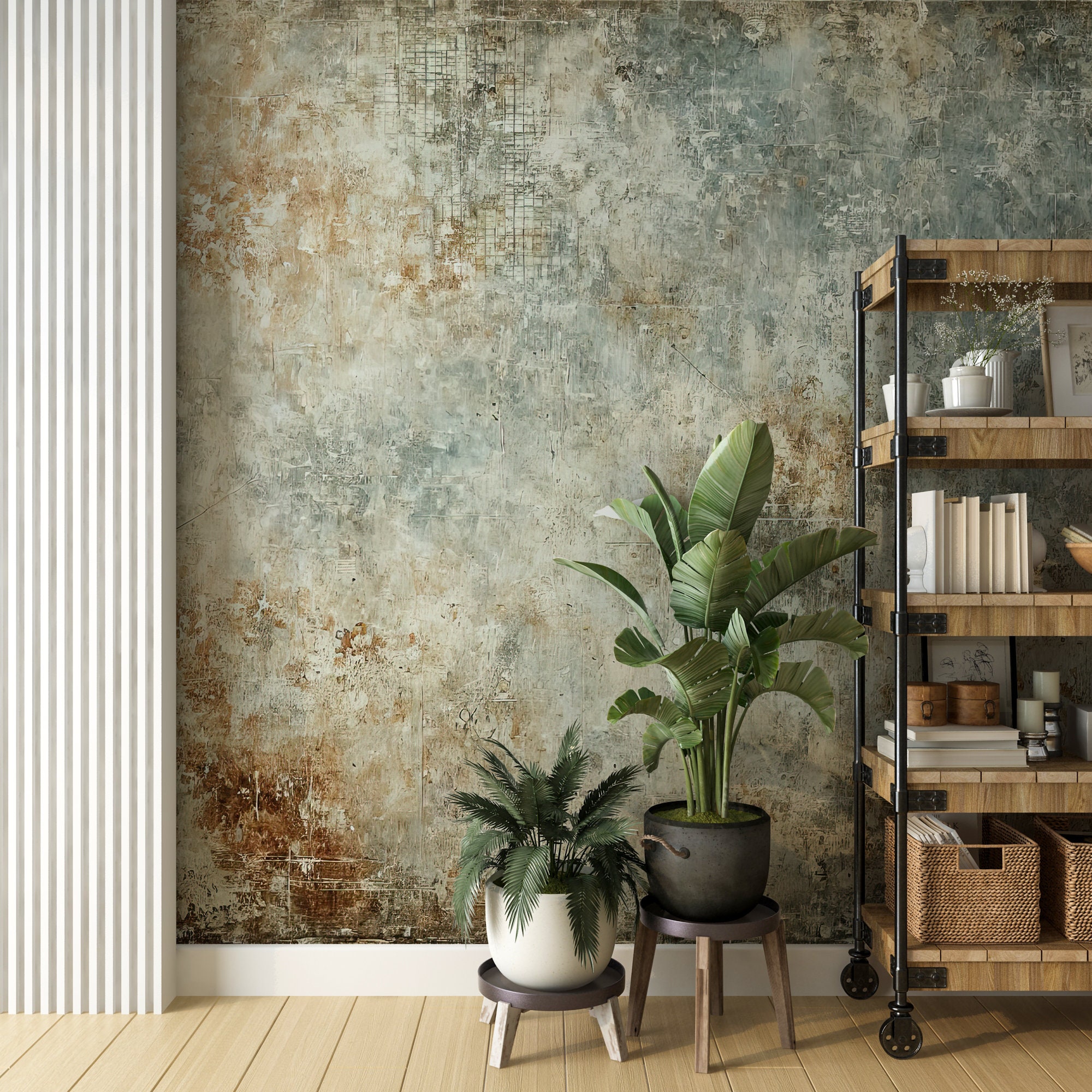 Vintage Plaster Textured Wallpaper, Minimal Living Room and Bedroom ...