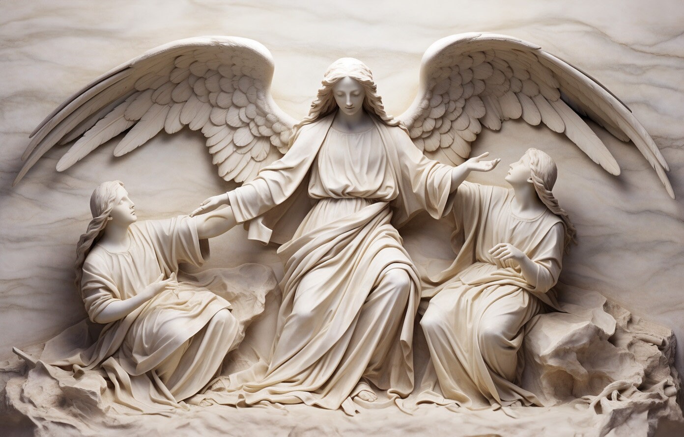 Angels Embossing Look Wallpaper, Removable Mythological Mural Decor ...