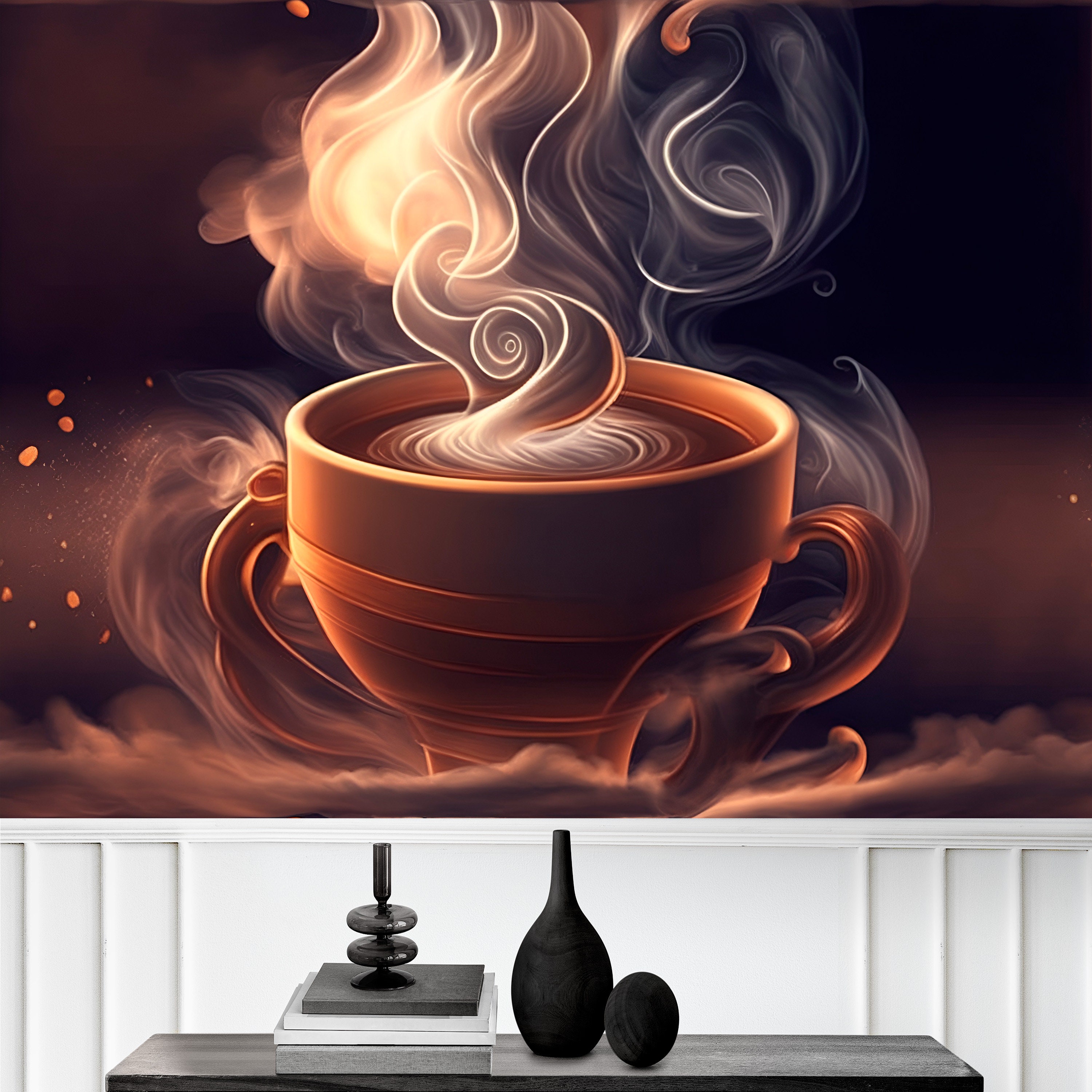 Coffee Illustration Wallpaper for Cafe and Restaurant Walls - Modern 3D ...
