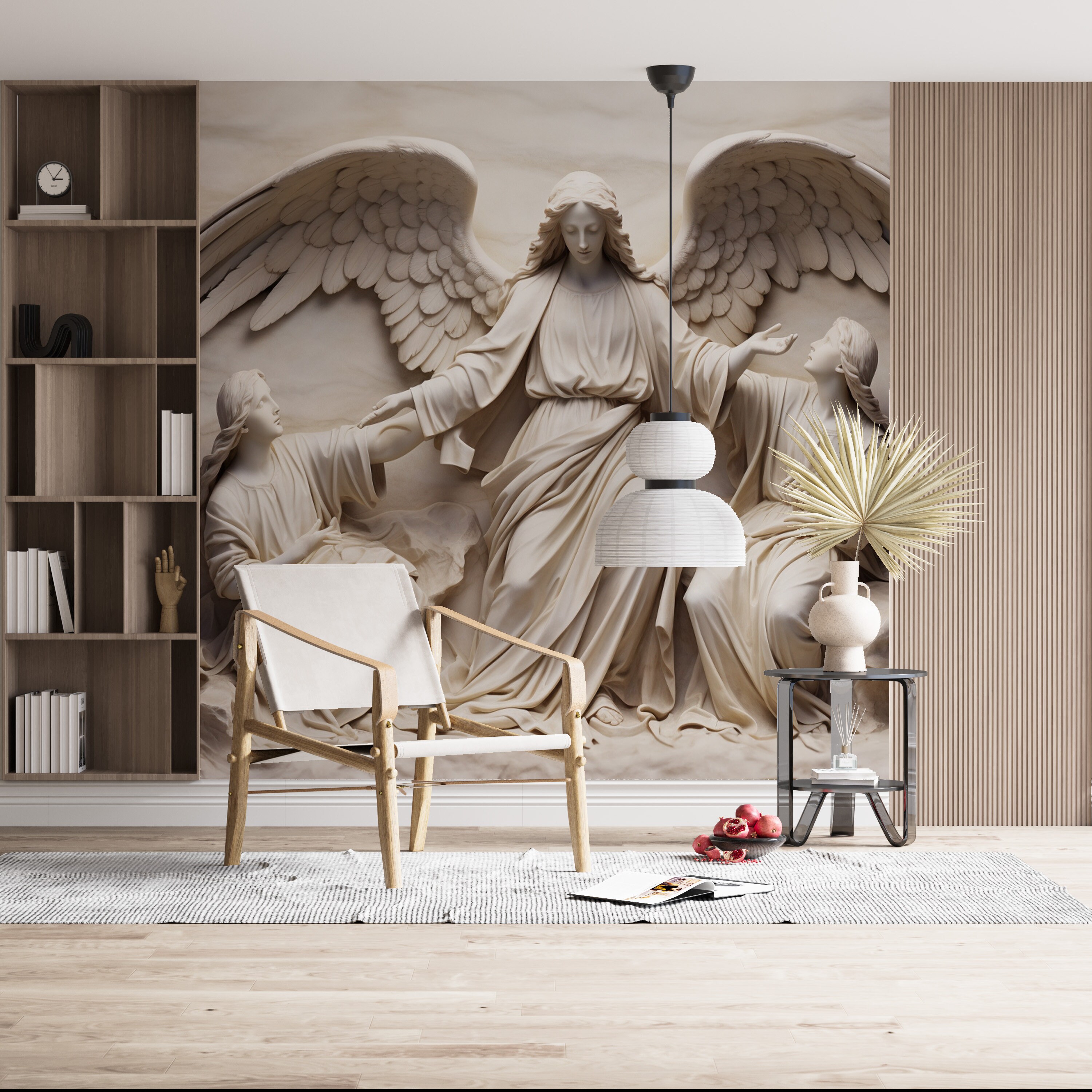 Angels Embossing Look Wallpaper, Removable Mythological Mural Decor ...