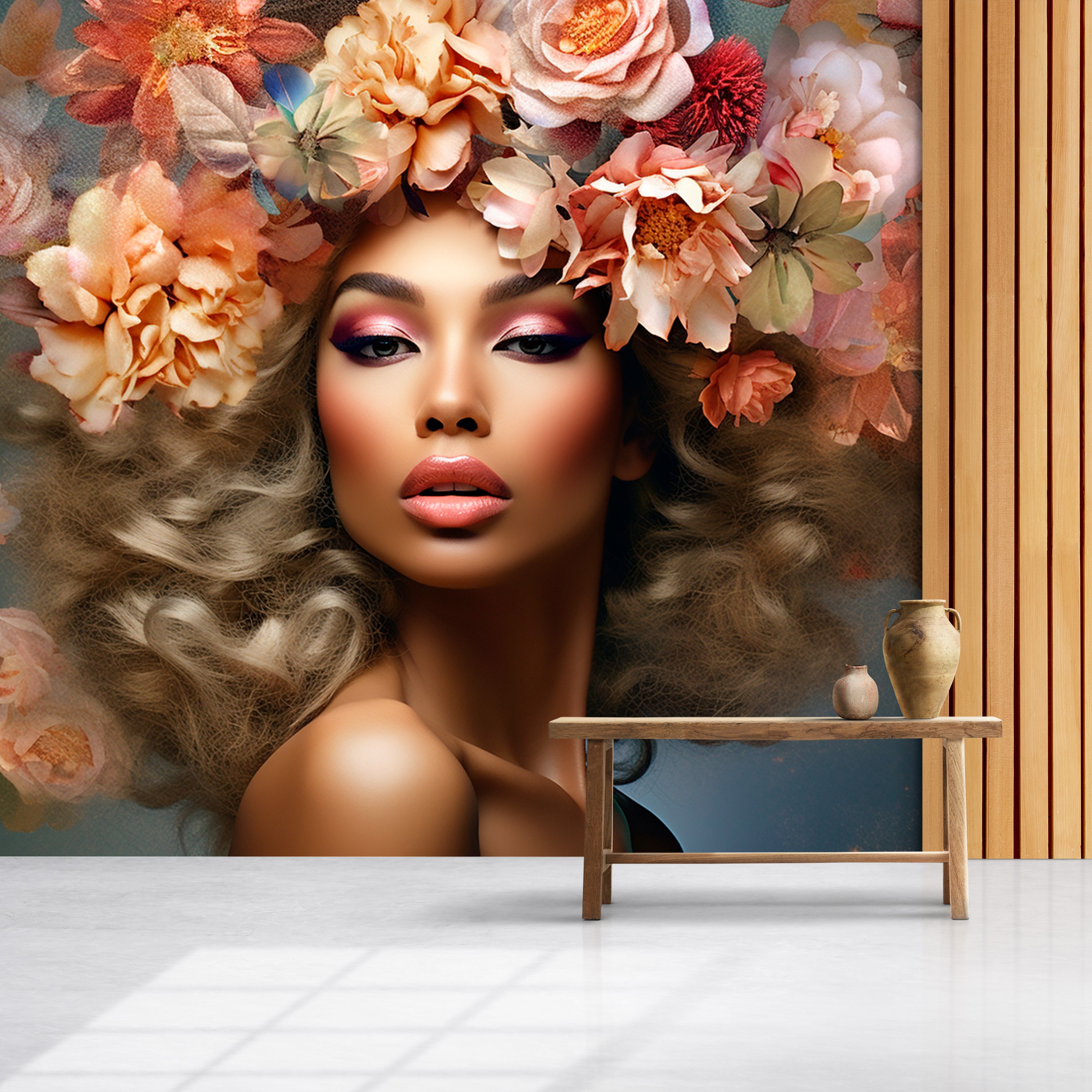 Buy Abstract Woman Art Wallpaper for Hairdresser and Beauty Salon Decor ...