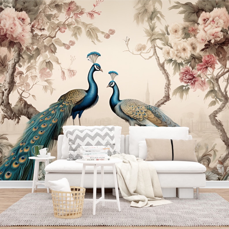 Peacock Wallpaper for Livingroom, Bedroom and Office Wall, Removable ...