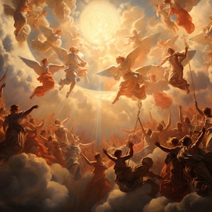 Rise of Angels Wallpaper, Renaissance Style Artistic Mural Decor, Peel ...