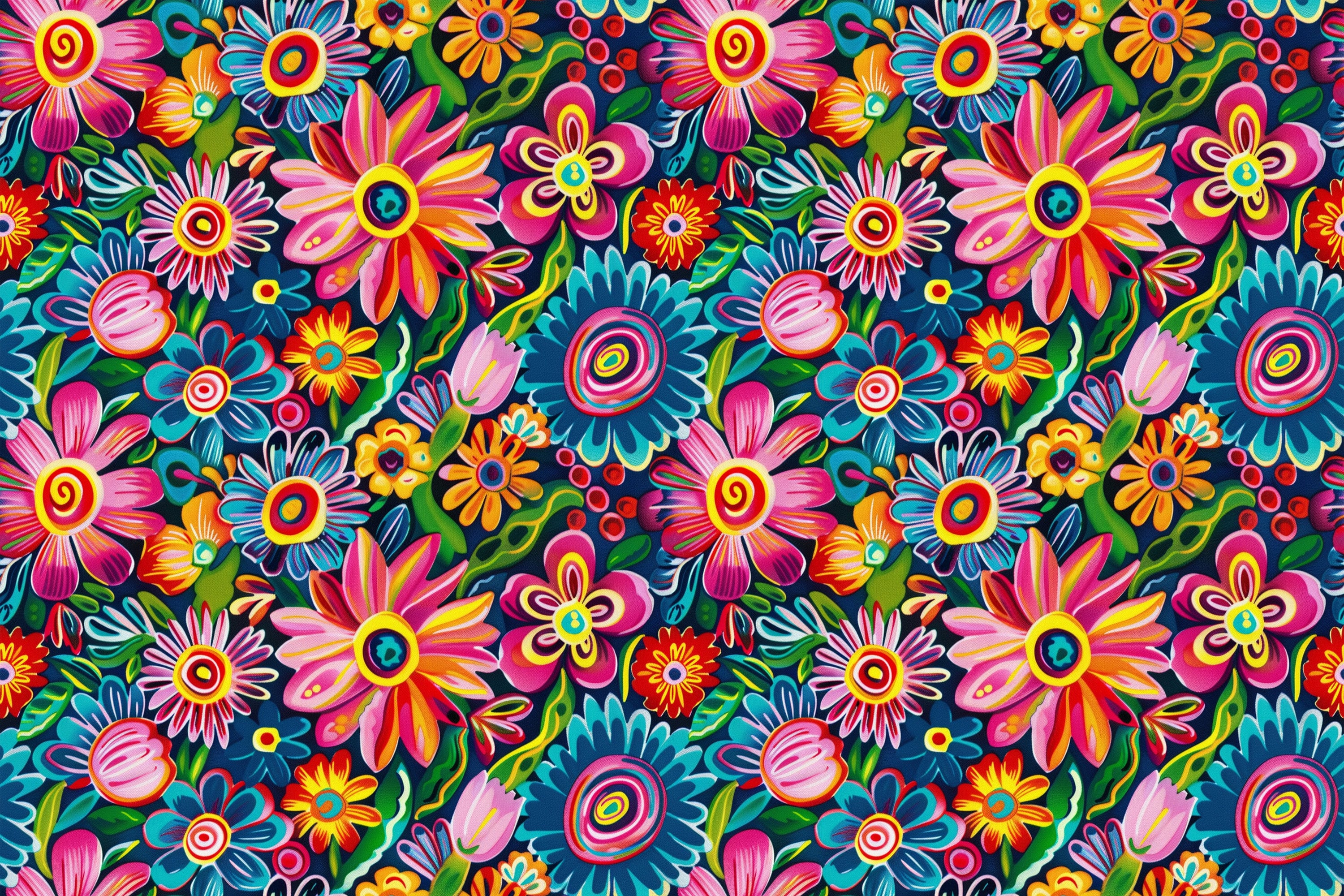Mexican Folk Art Pattern Wallpaper, Vintage Colorful Abstract Floral ...