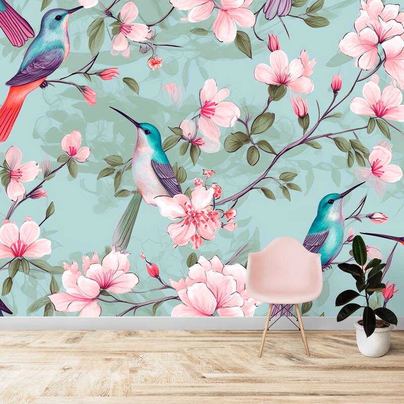 Hummingbirds Wallpaper - Etsy