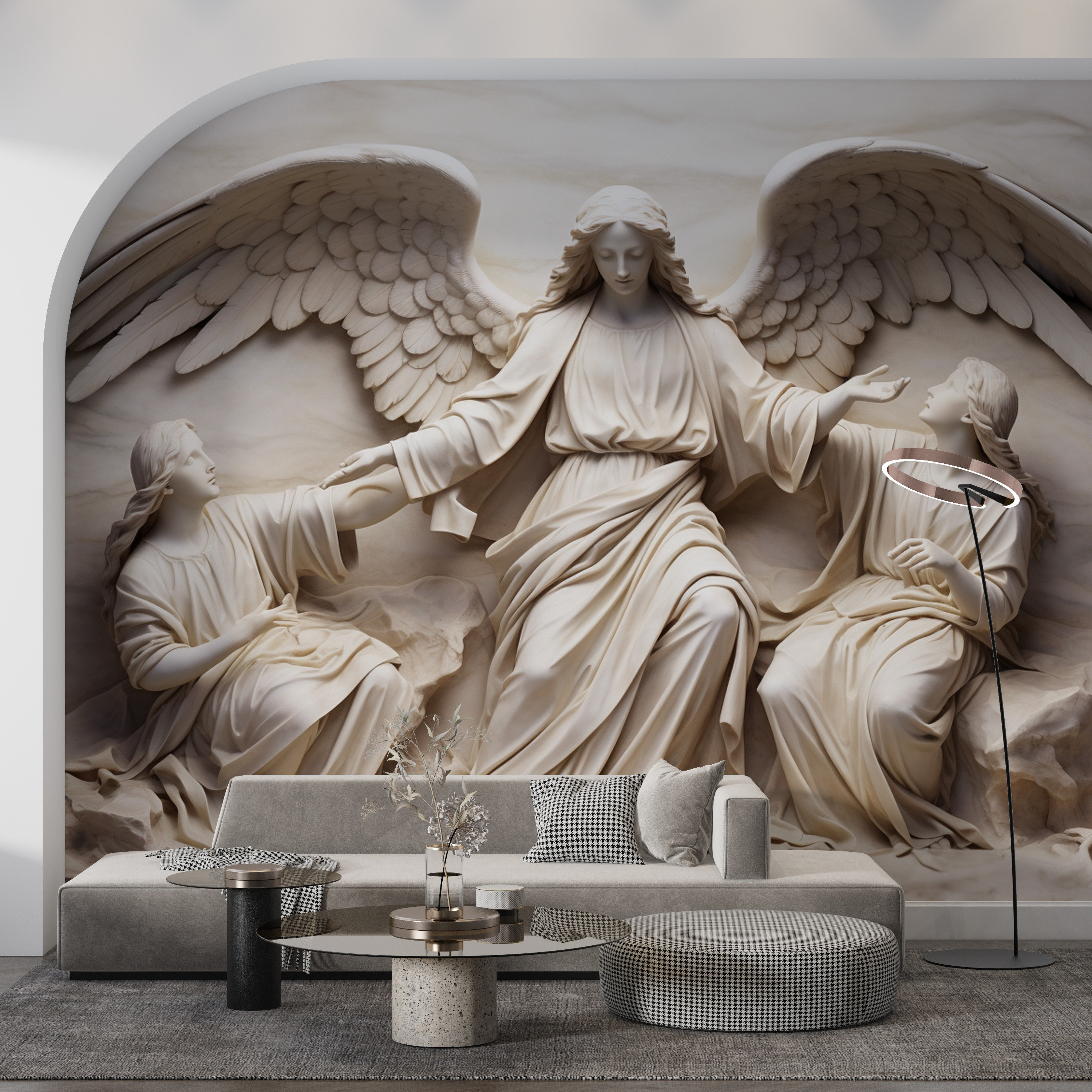 Angels Embossing Look Wallpaper, Removable Mythological Mural Decor ...