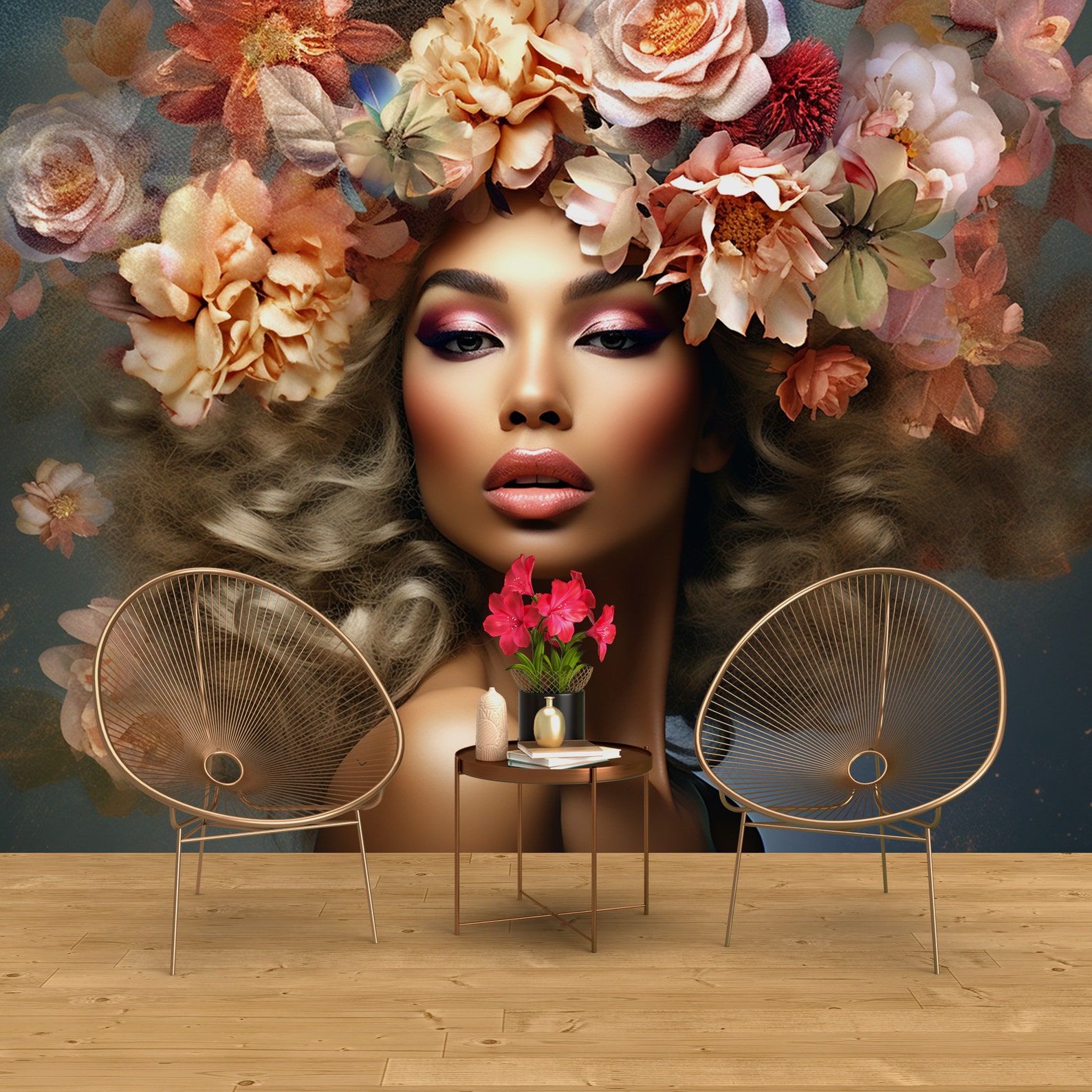 Abstract Woman Art Wallpaper for Hairdresser and Beauty Salon Decor ...