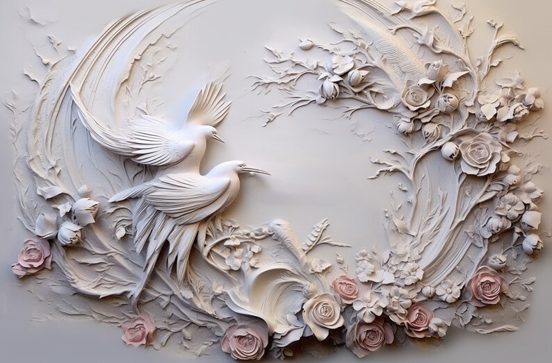 3D Birds Wallpaper, Realistic Crane Removable Mural Decor, Peel and ...