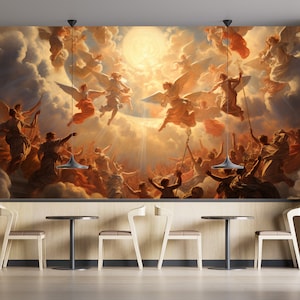 Rise of Angels Wallpaper, Renaissance Style Artistic Mural Decor, Peel ...