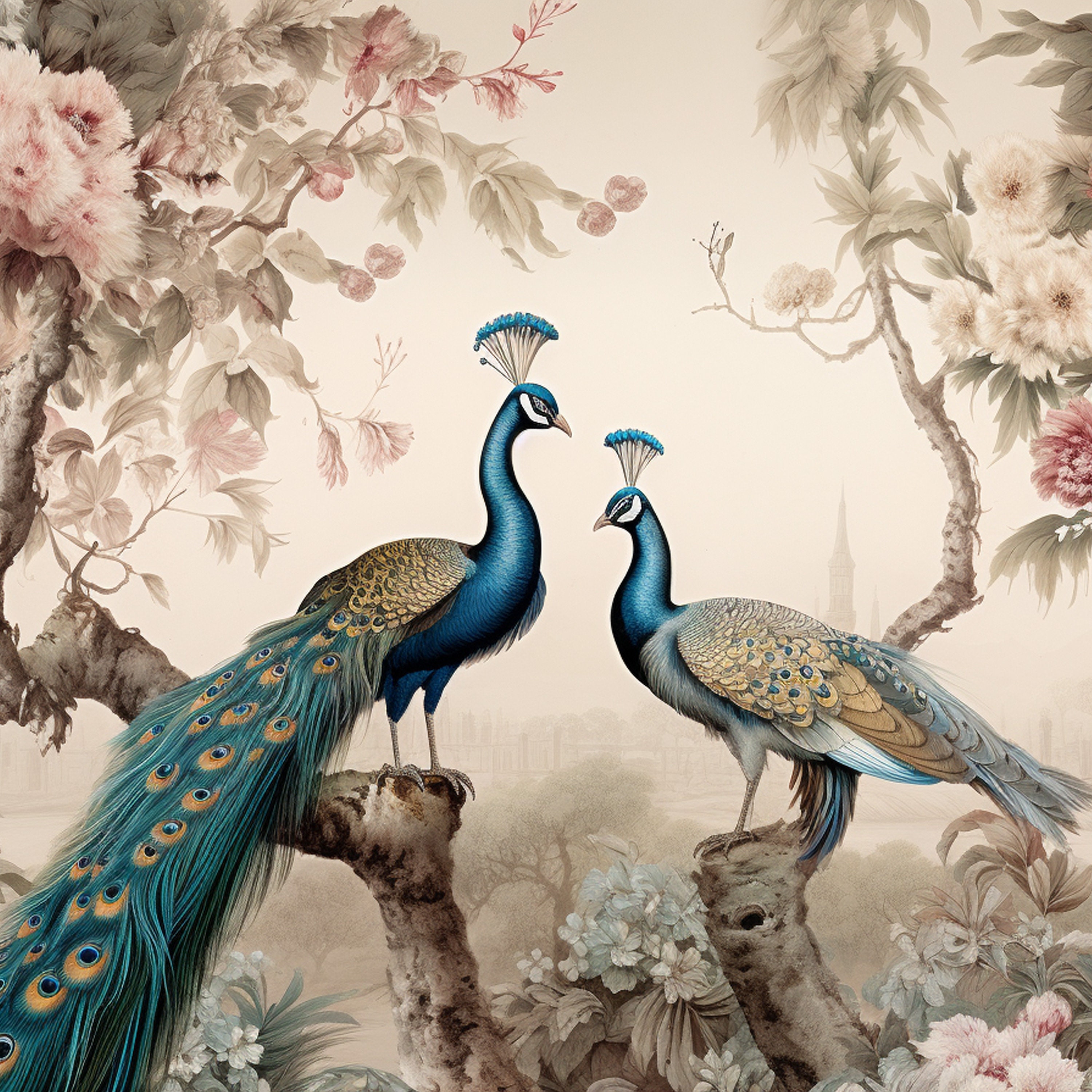 Peacock Wallpaper for Livingroom, Bedroom and Office Wall, Removable ...