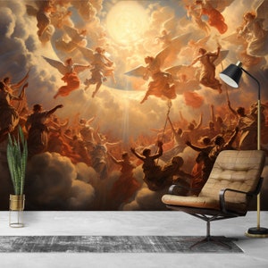 Rise of Angels Wallpaper, Renaissance Style Artistic Mural Decor, Peel ...