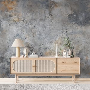 Vintage Gray Plaster Textured Wallpaper, Modern Living Room and Bedroom ...