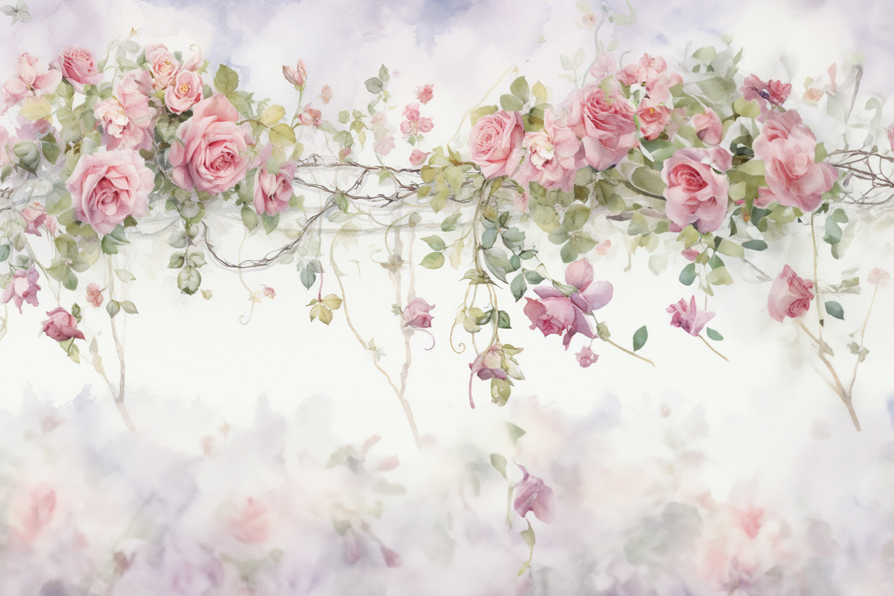 Hanging Spring Flowers Wallpaper, Vintage Floral Mural Decor, Peel and ...