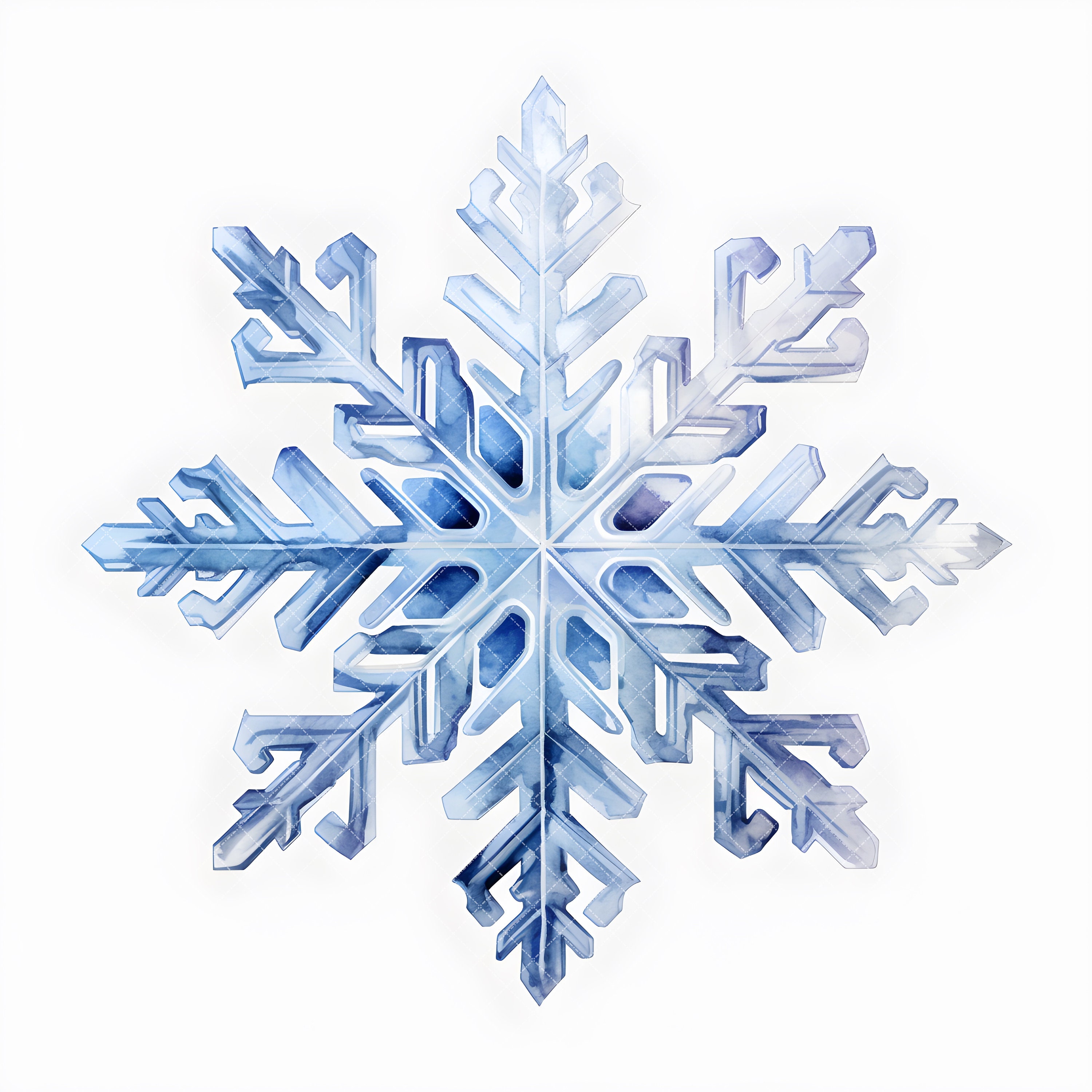 Snowflake Clipart Winter Clipart Simple Snowflake Watercolor Blue ...