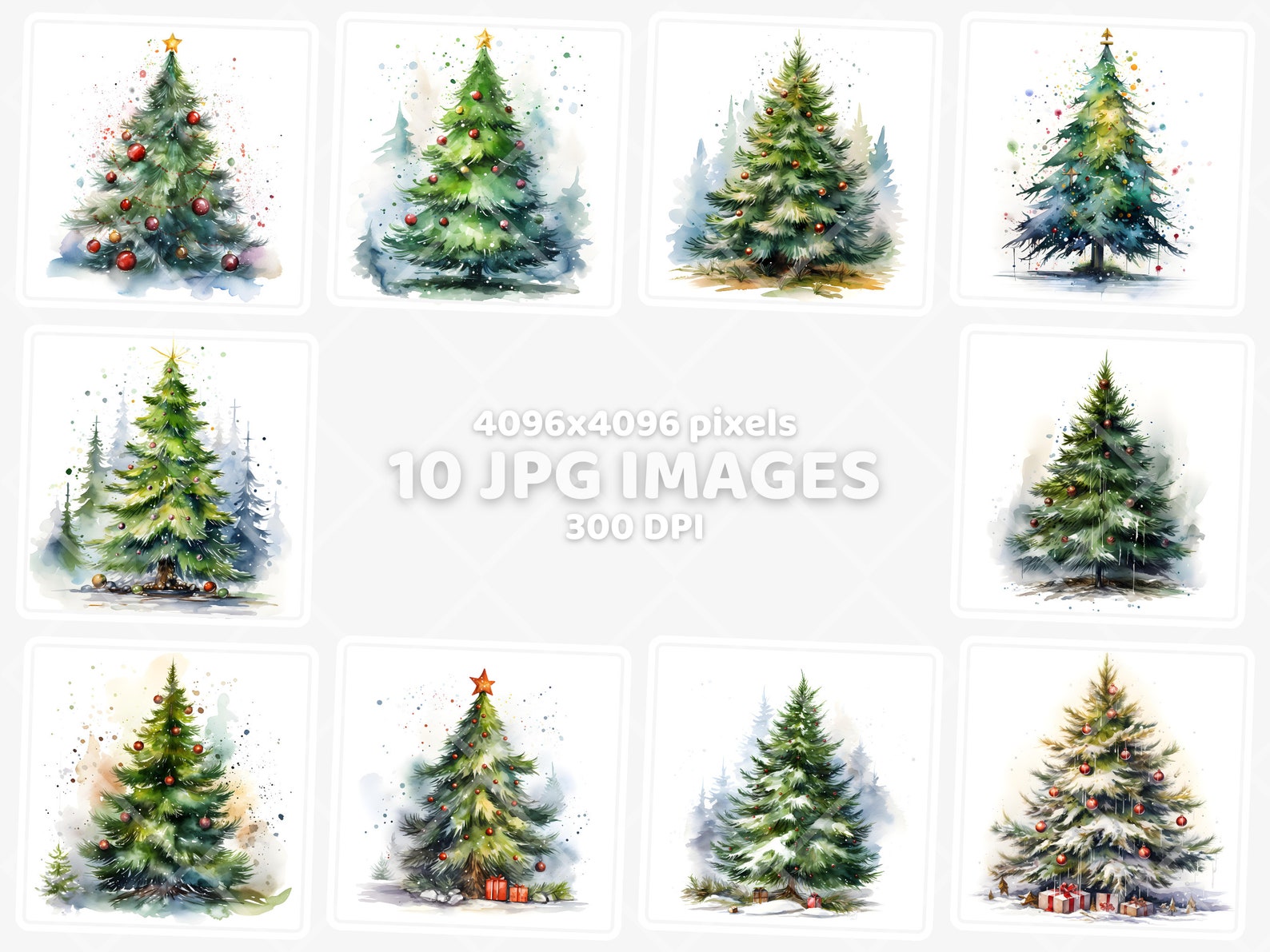 Christmas Tree Clipart Watercolor Christmas Tree Art Christmas Art ...
