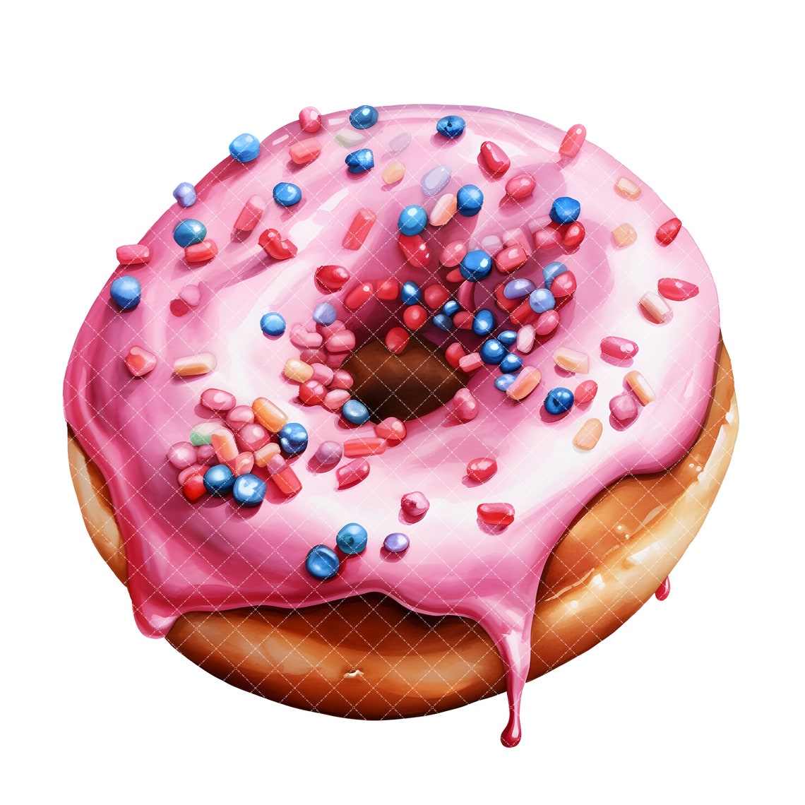Donut Clipart Watercolor Donut Clipart Delicious Donut - Etsy
