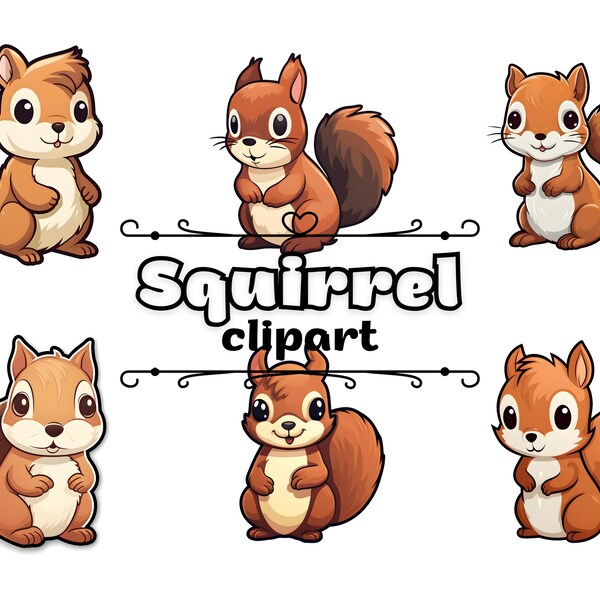 Woodland Squirrel Clipart - Etsy