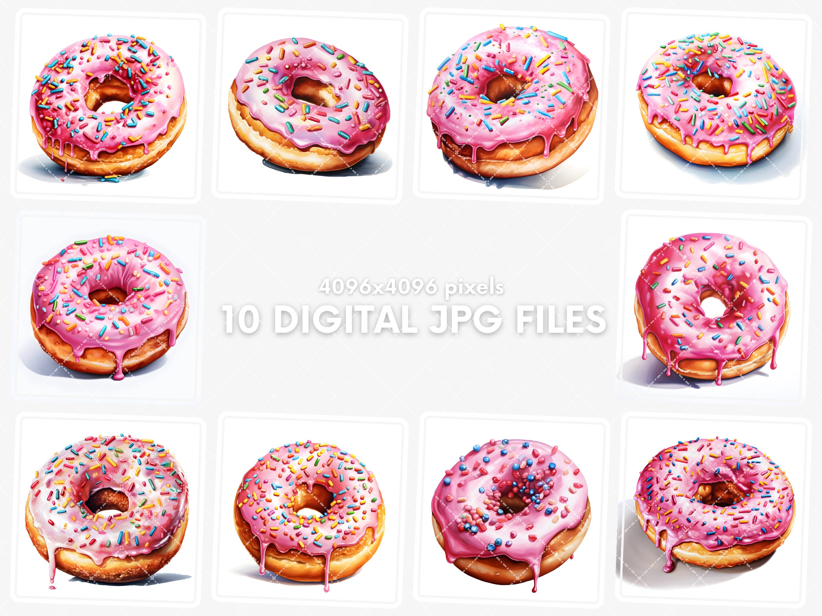 Donut Clipart Watercolor Donut Clipart Delicious Donut - Etsy