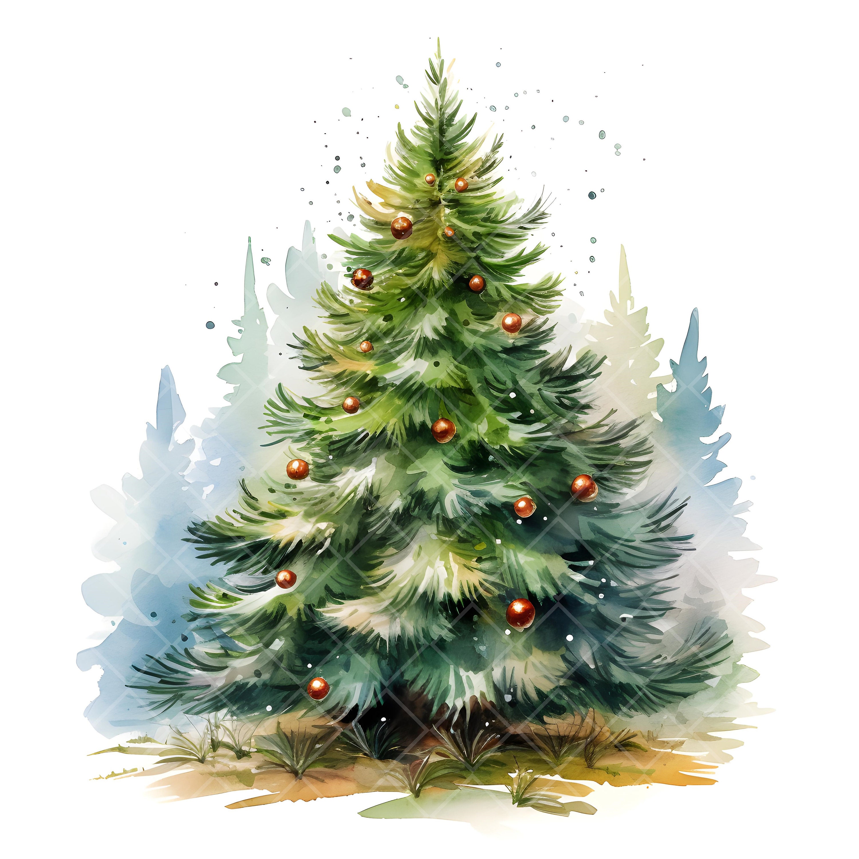 Christmas Tree Clipart Watercolor Christmas Tree Art Christmas Art ...