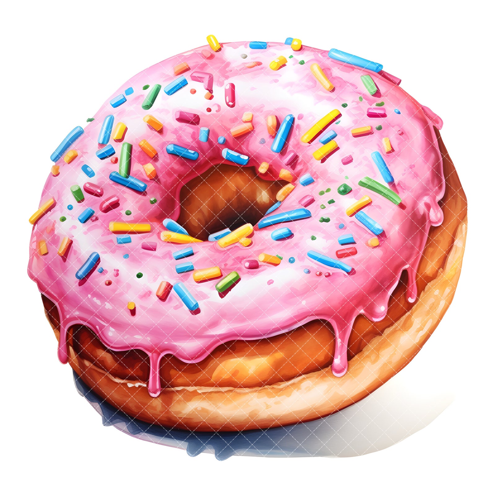 Donut Clipart Watercolor Donut Clipart Delicious Donut - Etsy