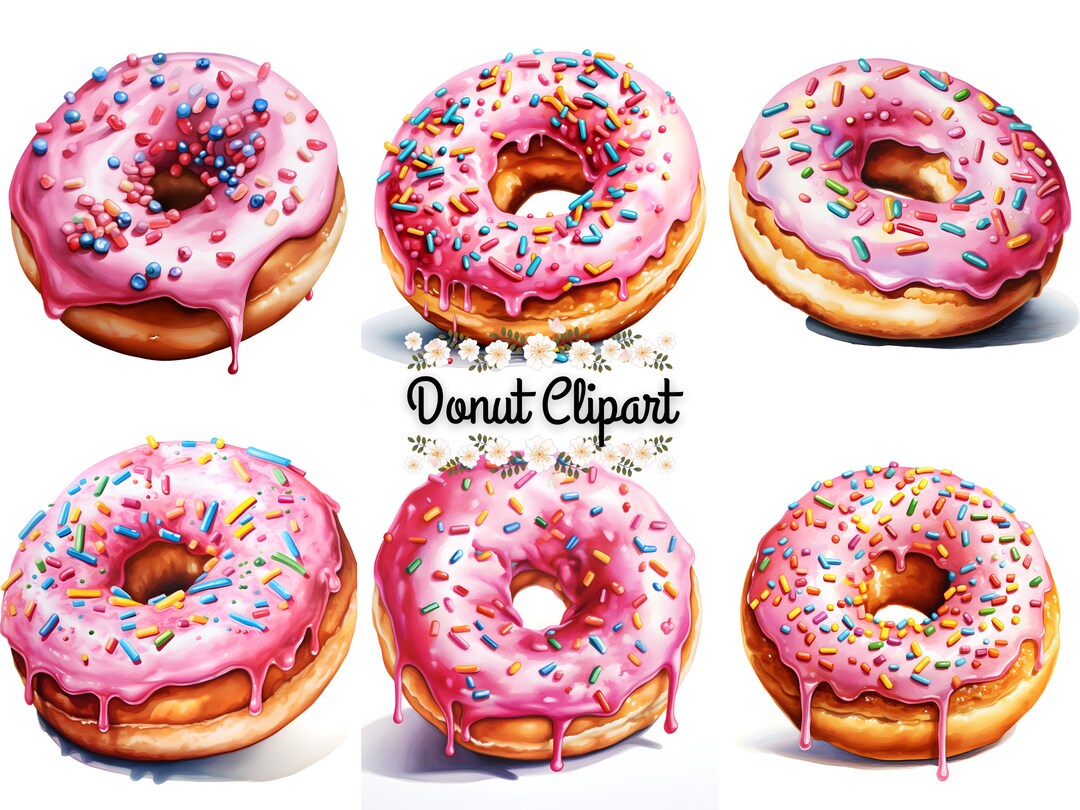 Donut Clipart Watercolor Donut Clipart Delicious Donut - Etsy