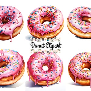 Donut Clipart Watercolor Donut Clipart Delicious Donut - Etsy