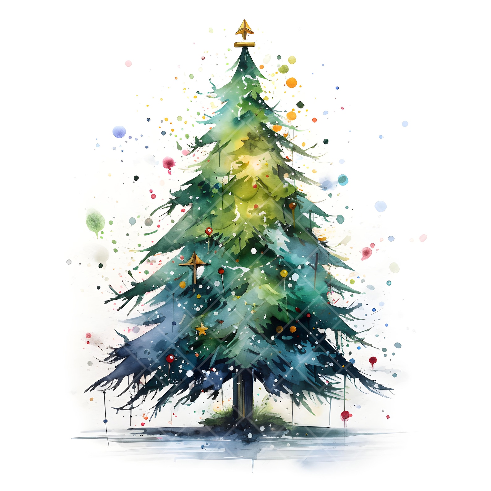 Christmas Tree Clipart Watercolor Christmas Tree Art Christmas Art ...