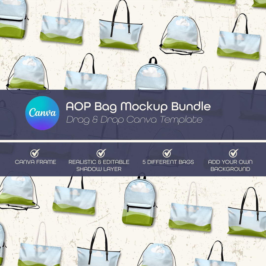 AOP Bag Mockup Bundle, Canva Drag and Drop Template - Etsy