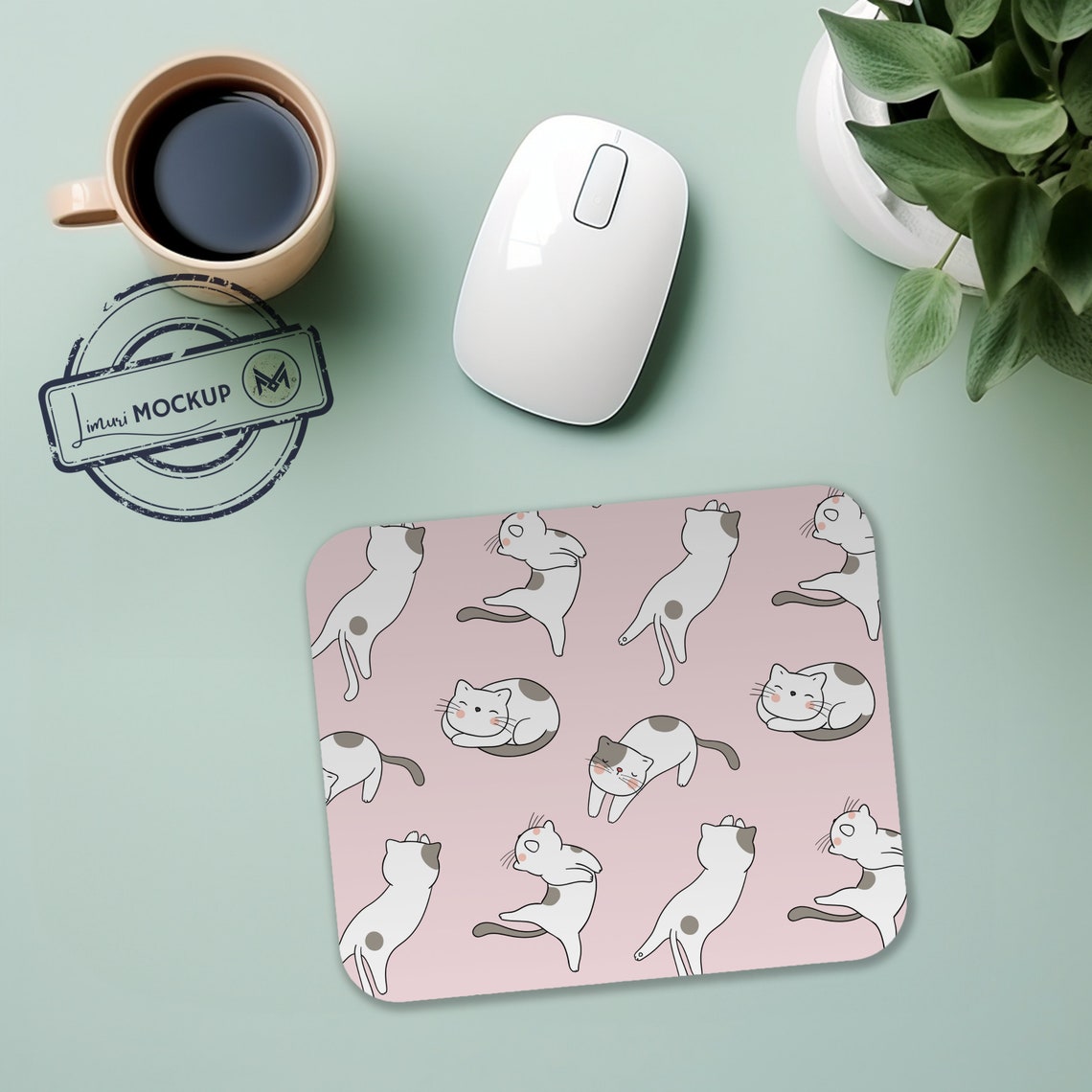 Mockup de Mouse Pad 9x8 – Compatível com Canva e Printify (Sobreposição ...