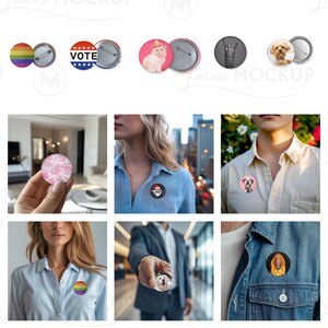 Round Pin Back Mockup, Button Pin Mockup Template, Circle Button Pin ...