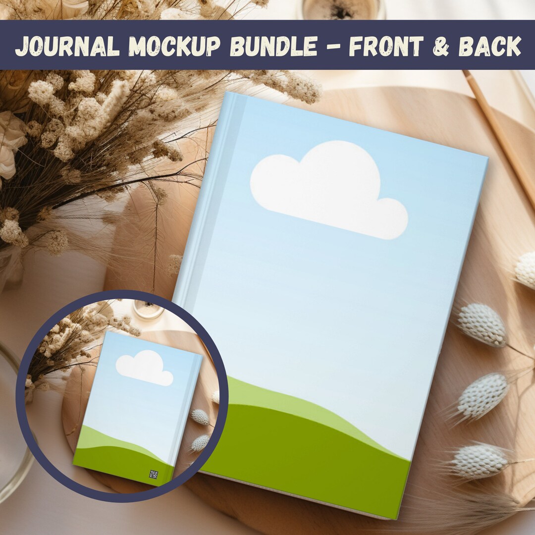 Hardcover Notebook Mockup Bundle FRONT & BACK, 2x Overlay PNG, Blank ...