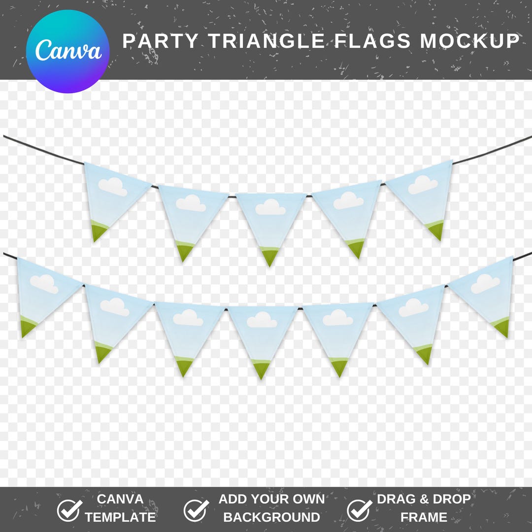 Party Triangle Flags Mockup for Canva – Drag & Drop Template - Etsy