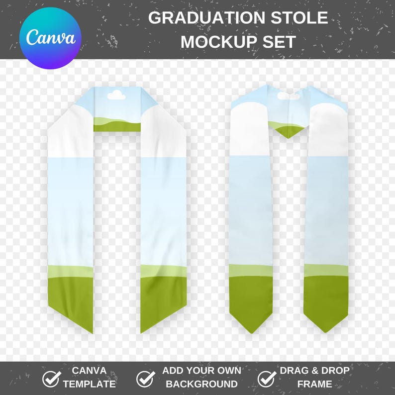 Graduation Stole Mockup Set | Canva Template | POD | Mockups | Drag and ...
