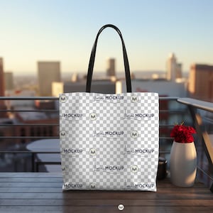 AOP Tote Bag Mockup, Printify All Over Print Tote With Black Handle ...