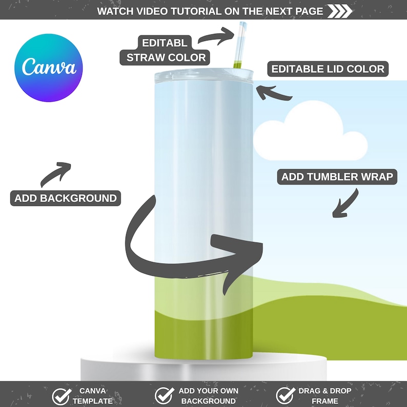 20oz Rotating Tumbler Mockup | Canva Animated Tumbler (drag & Drop) - Etsy
