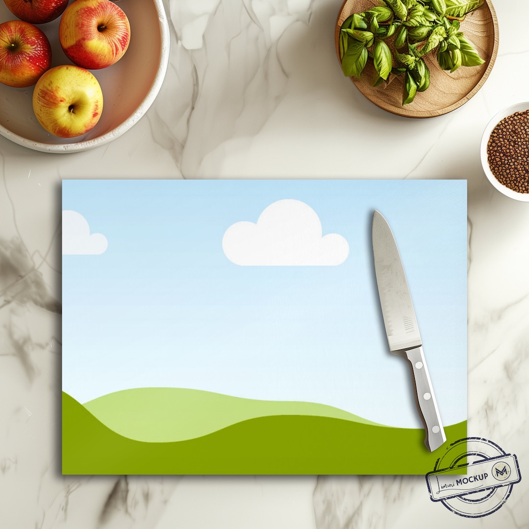 Glass Cutting Board Mockup 8x11, Cutting Board Mockup, Custom All Over ...