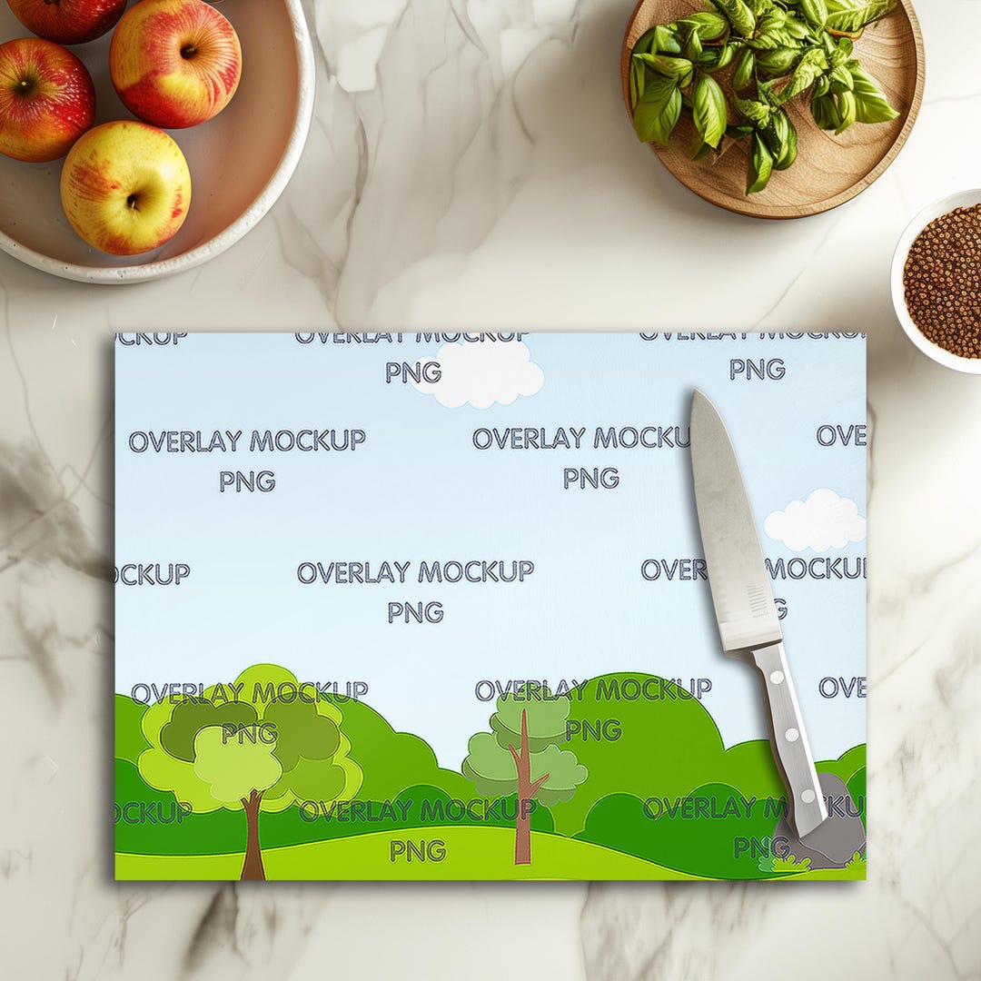 Glass Cutting Board Mockup 8x11, Cutting Board Mockup, Custom All Over ...