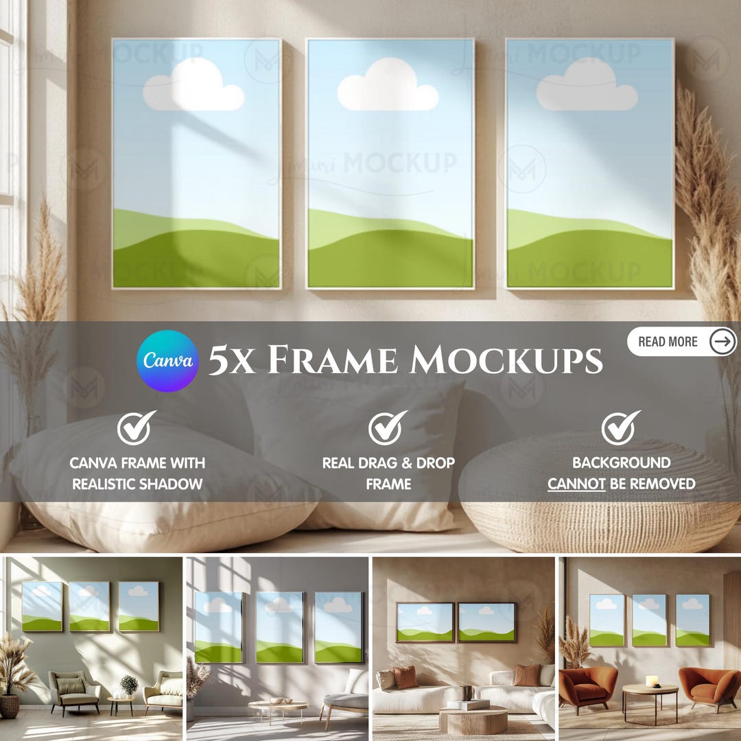 REAL DRAG & DROP Frame Mockup, Canva Wall Art, Mockup Bundle, Canva ...