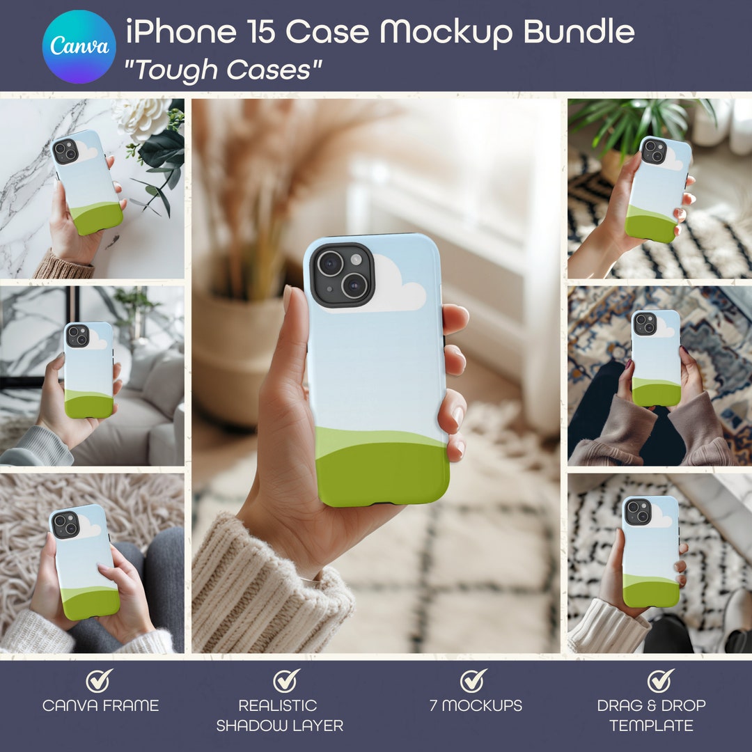 IPhone 15 Case Mockup Bundle: Canva Drag & Drop Template - Etsy