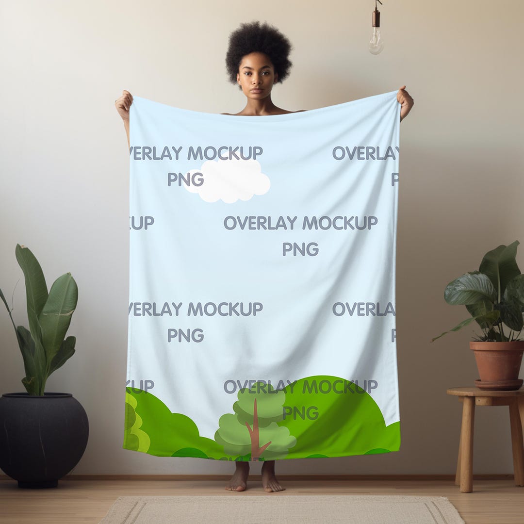 Blanket Mockup Template – Transparent PNG Overlay (digital Download) - Etsy