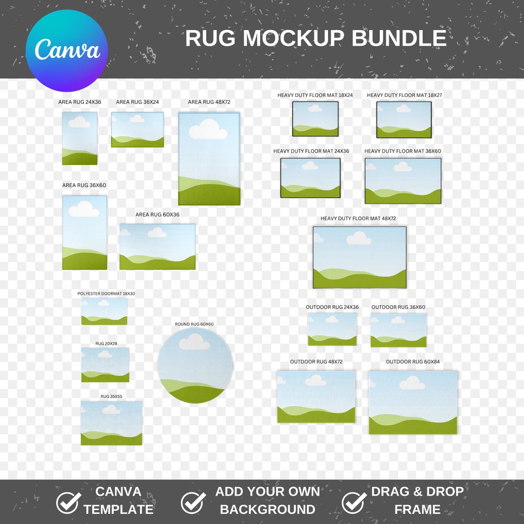 Rug Mockup Bundle Canva | Interior Design Templates for Rug Sellers ...