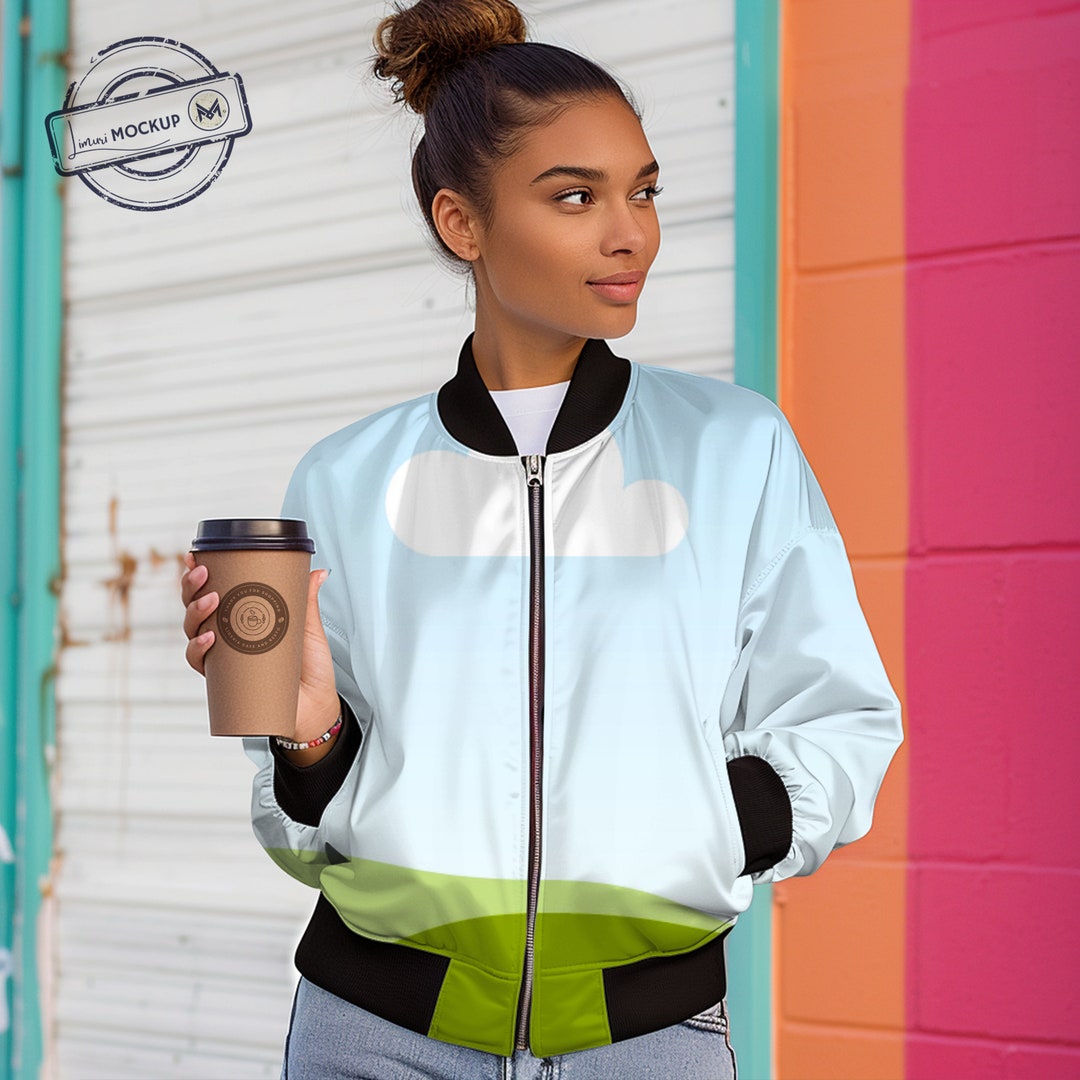 Trendy AOP Bomber Jacket Mockup With Transparent Overlay Canva ...